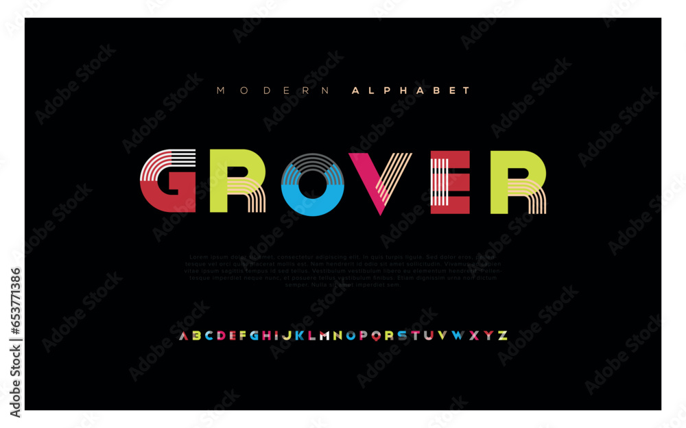 Grover Abstract digital technology logo font alphabet. Minimal modern ...