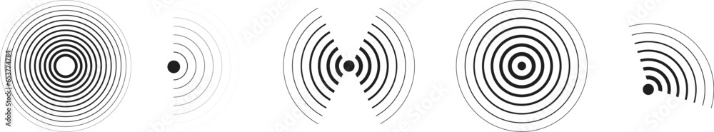 Radar icons set. Collection sonar sound waves. Radar icon. Sonar wave ...