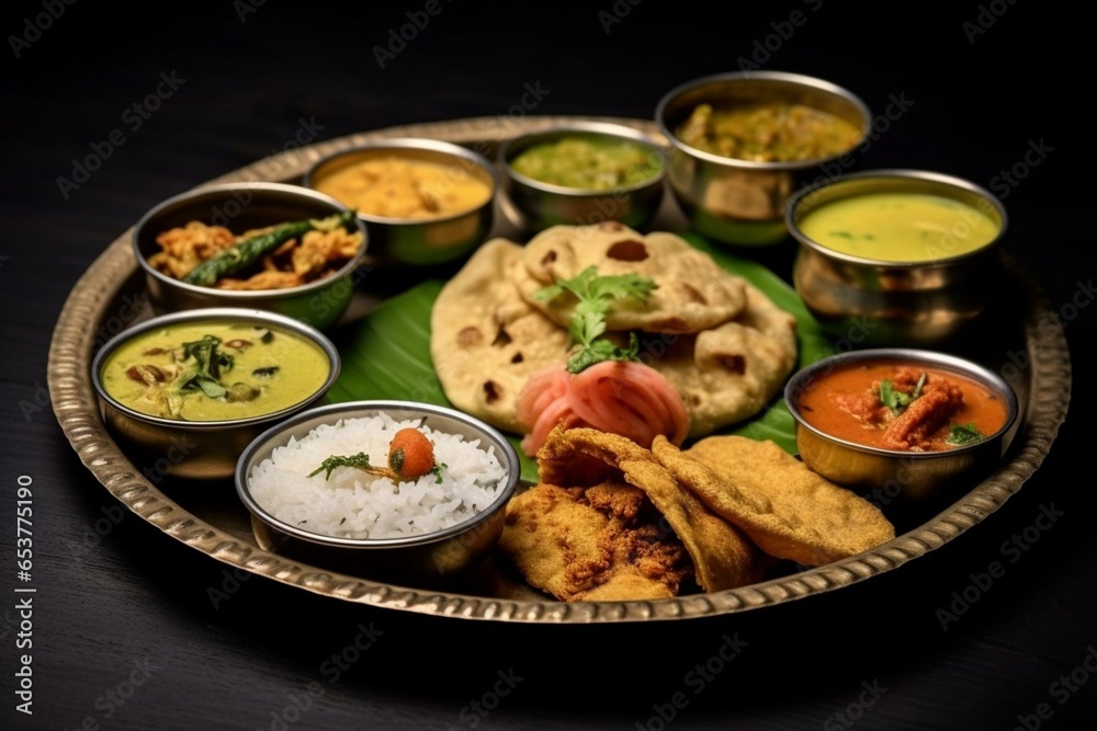 Traditional Bengali cuisine meal thali from West Bengal, India. Bengali ...