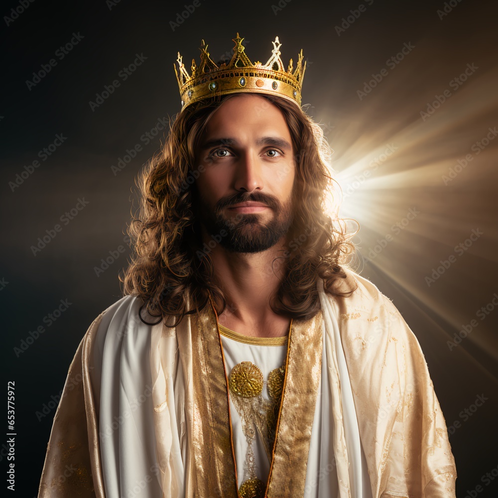 Jesus Glorified after the resurrection, majestic, holy, golden crown ...