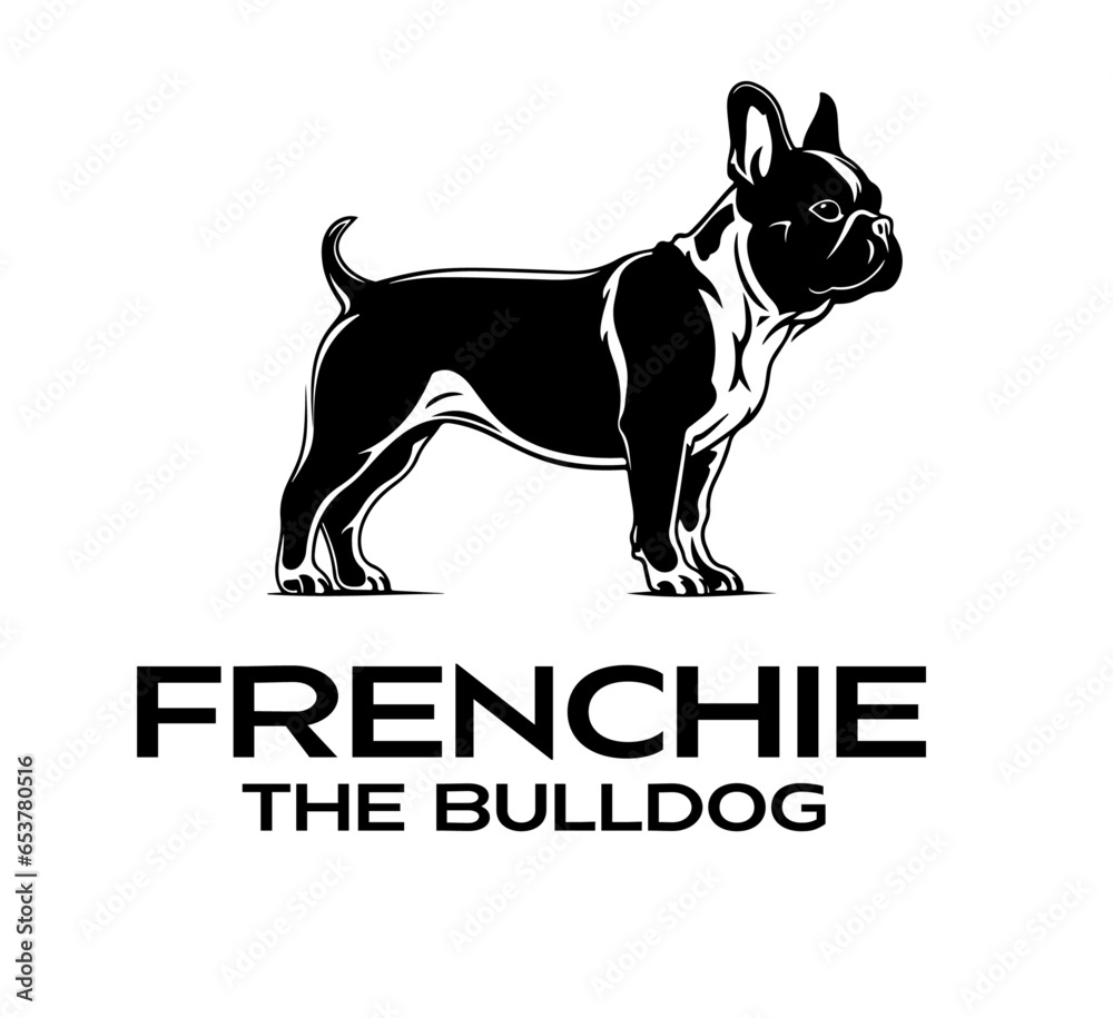 Cute Frenchie The Bulldog Logo. French bulldog logo in a minimal black ...