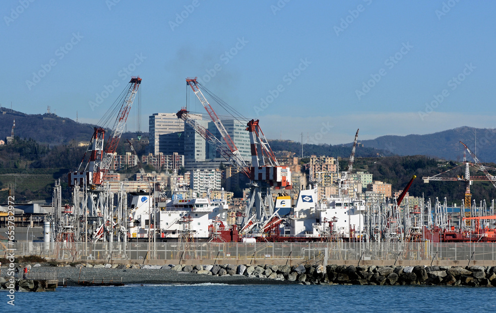 The industrial and maritime area of the port of the Italian city of ...