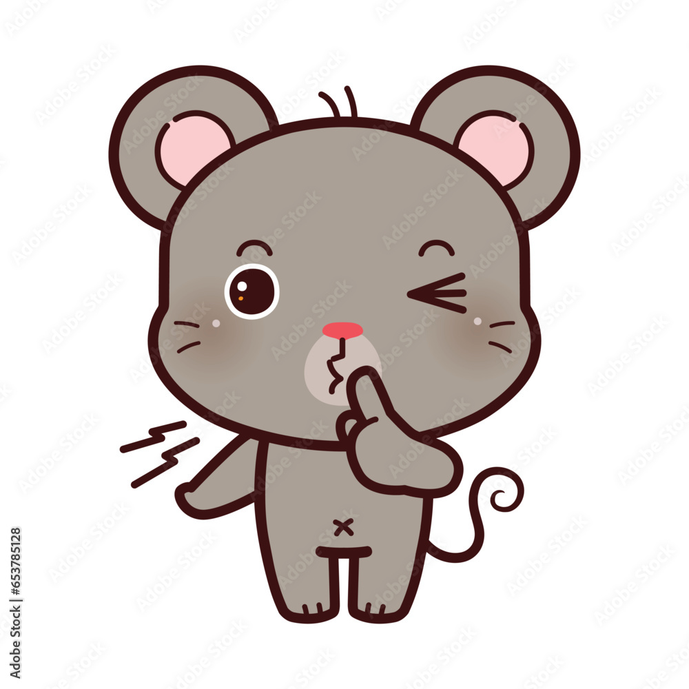 Hush. Little Mouse asking for silence or secrecy with finger on lips ...