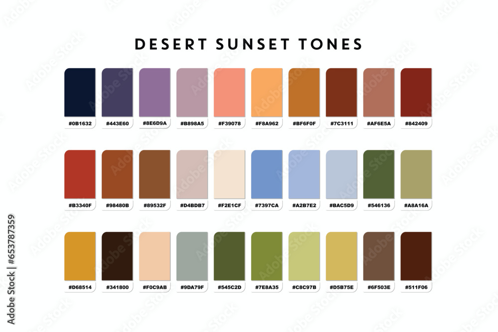 Desert Sunset Color Palettes, Vector illustration OF RGB Color Stock ...