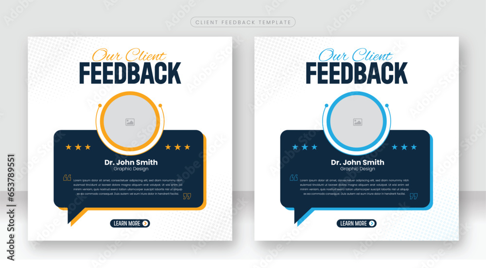 Set of customer review testimonial template for social media post ...