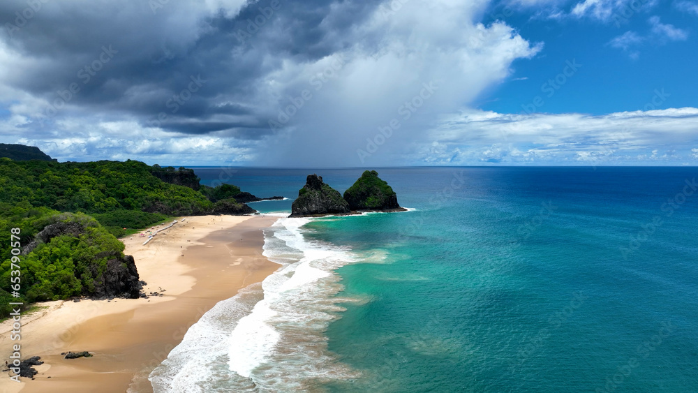 Famous bay water archipelago of Fernando de Noronha at brazilian ...