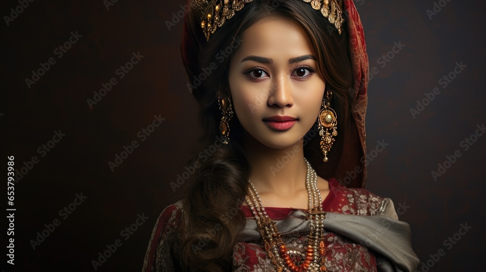 Grace and Resilience: Studio Portrait of a Southeast Asian Woman in ...