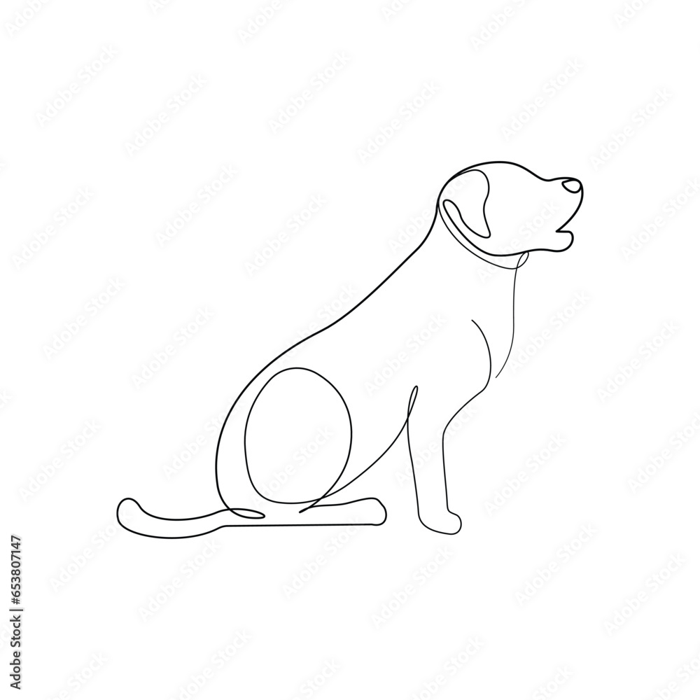 Single line dog outline continuous vector art illustration Stock Vector ...