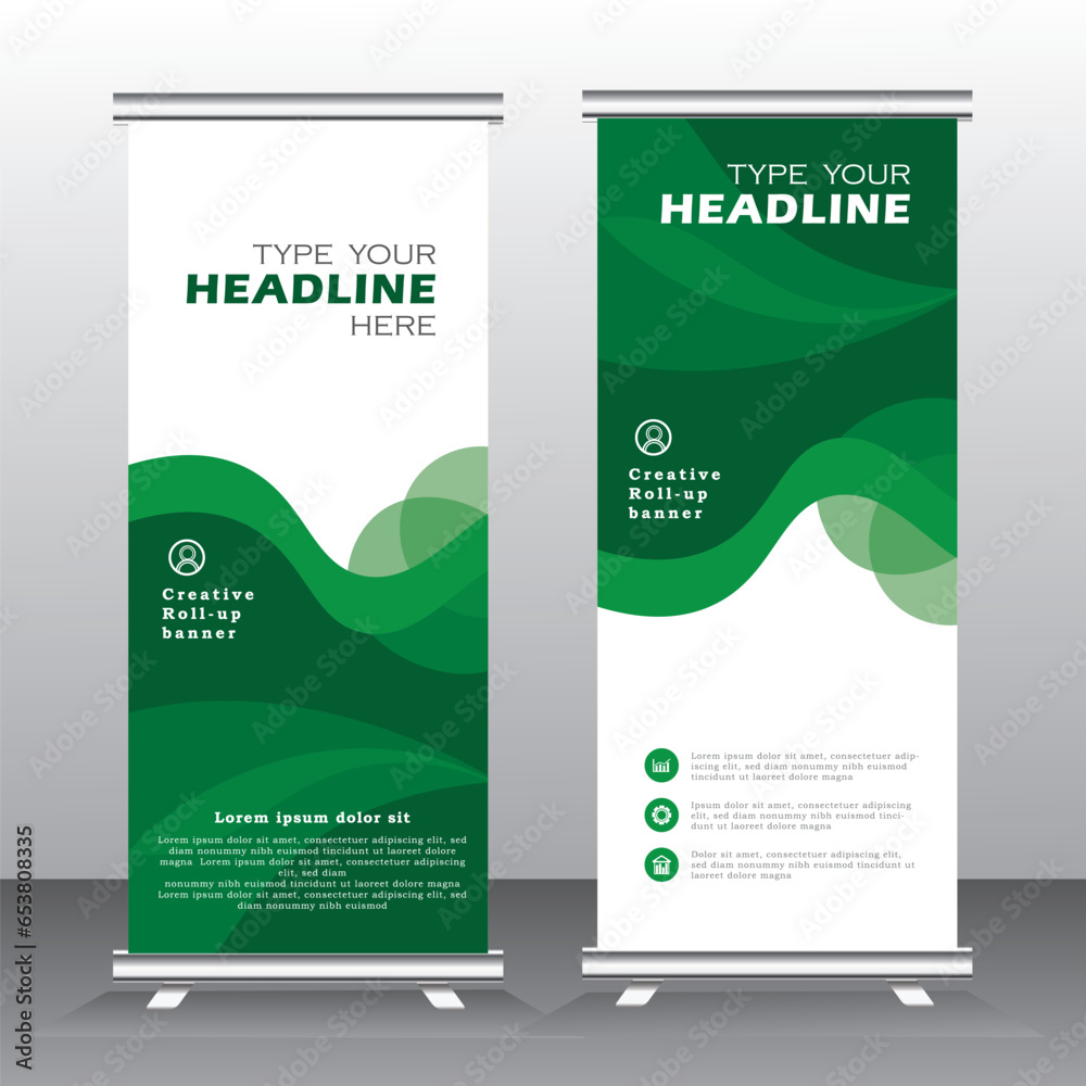 Modern Green color roll up business brochure flyer banner design ...