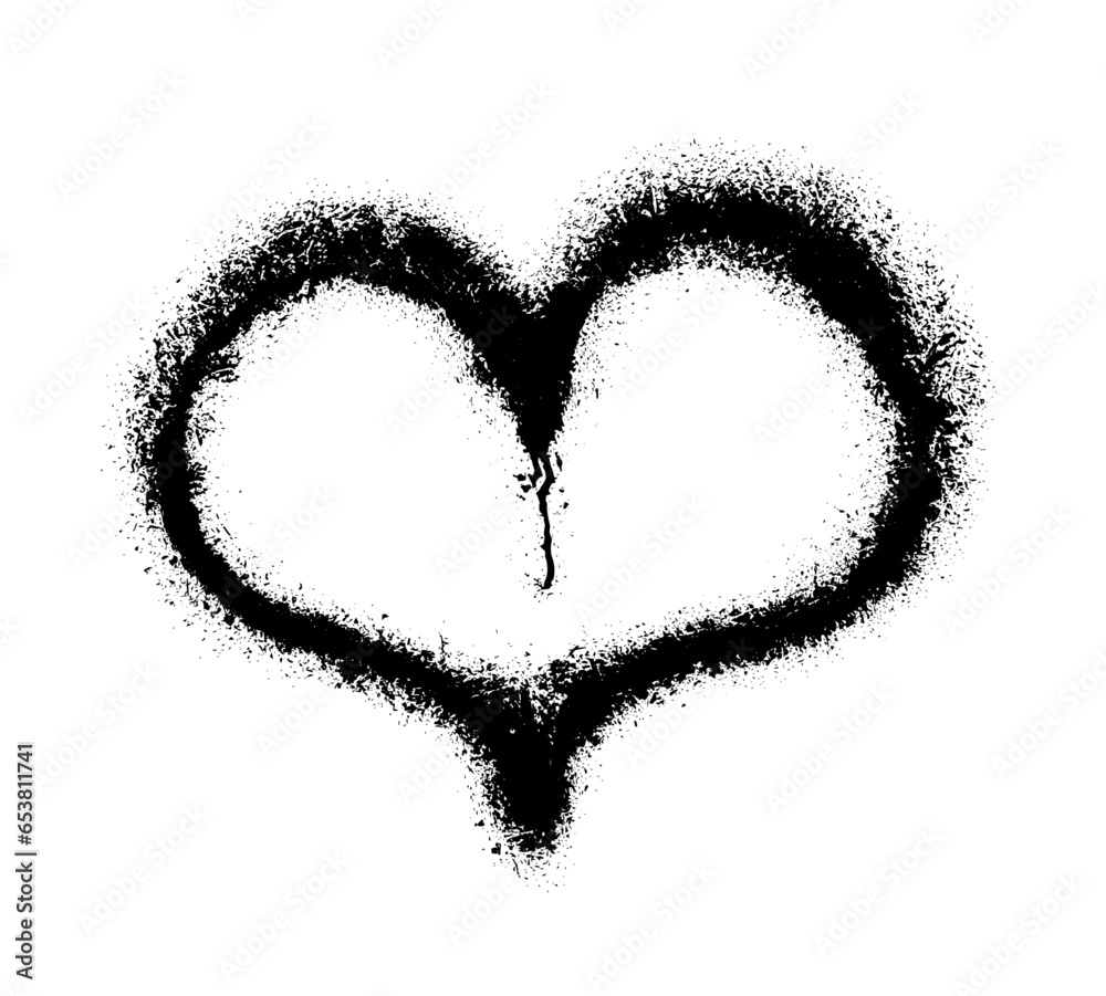 Spray painted heart. Fading graffiti paint. Black color hearts isolated ...