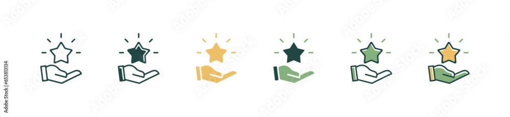 hand holding star core value icon business objective mission growth ...
