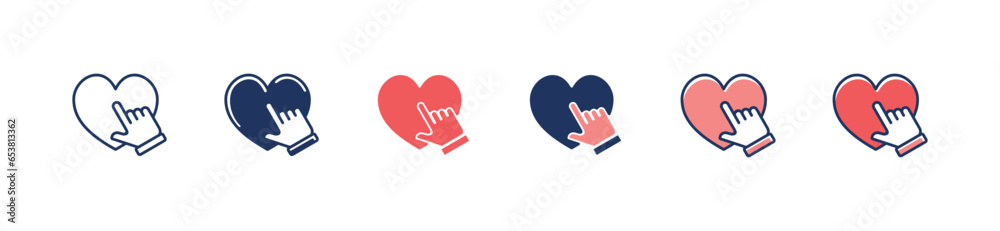simple hand cursor pointing to the love heart core value icon business ...