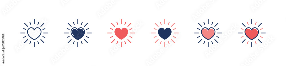 love heart glowing and shiny core value icon vector business integrity ...