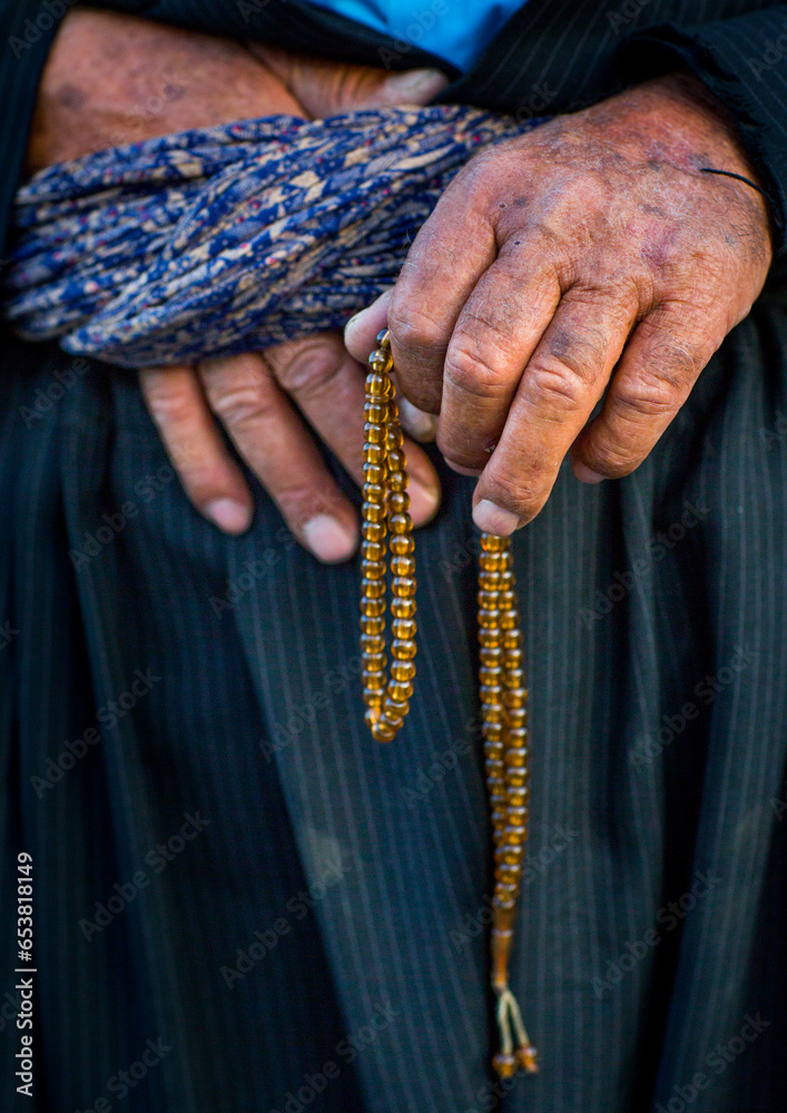 Muslim Man With Prayer Beads, Erbil, Kurdistan, Iraq Stock Photo ...