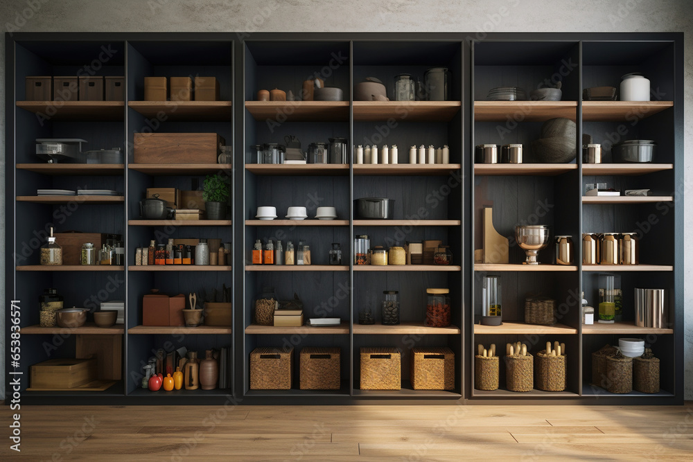 Simple and Organized Minimalist Kitchen Pantry with Glass Jerry Cans ...