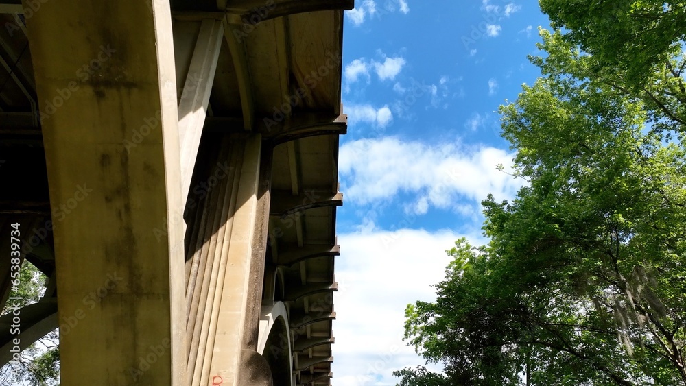 Concrete Bridge architecture with arches beneath the Edmund Pettus ...