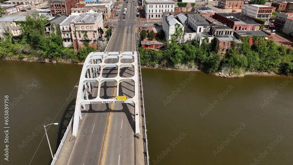 Edmund Pettus bridge over Alabama river in Selma is National historic ...