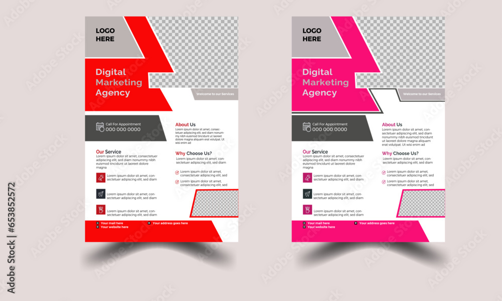 Flyer design layout with bundle of Business brochure for photo ...