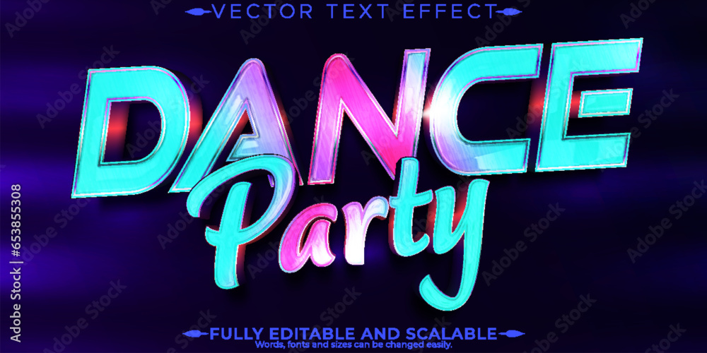 Dance party text effect, editable music and disco text style Stock ...