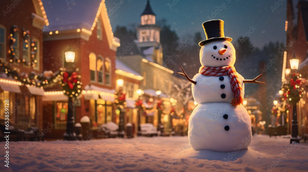 Bonhomme de neige, décoration pour fêter le jour de Noël, Joyeux Noël ...