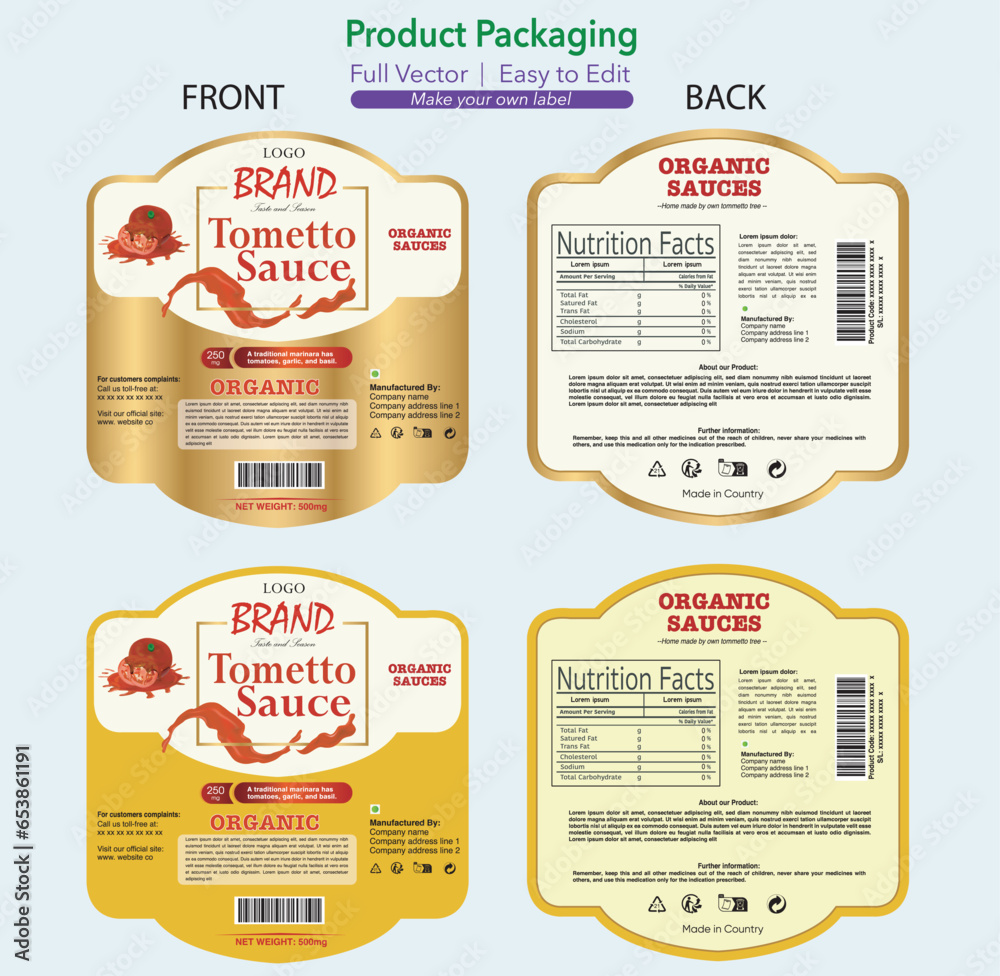 Tometto Sauce Label, Sauce label, Chilli pack, Sauce bottle mockup ...