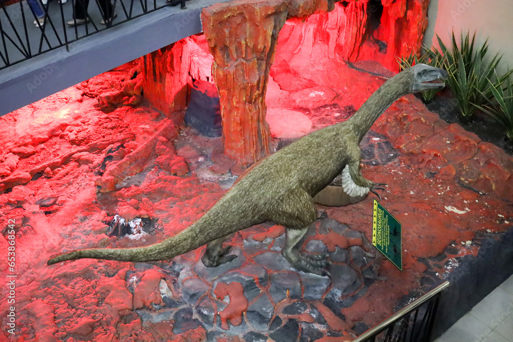 East Java, Indonesia - August 14, 2023. Fossil and Satue of a T-rex ...