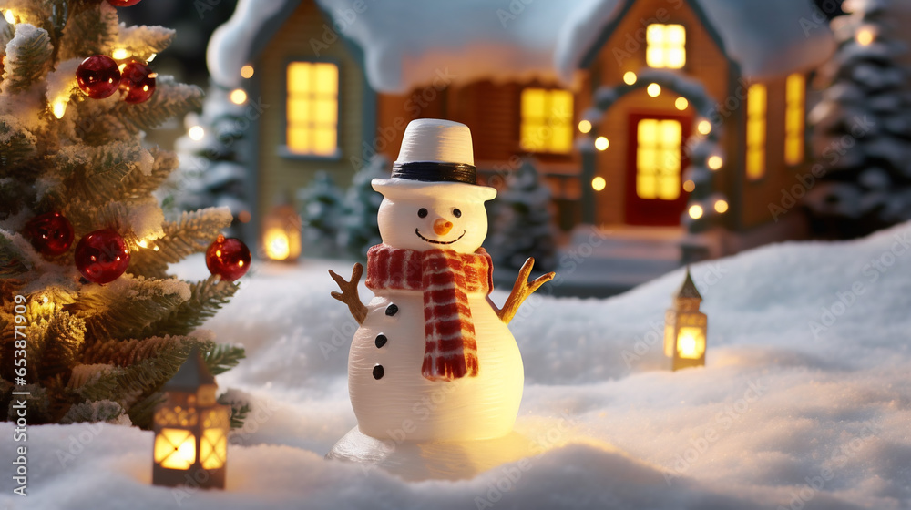 Bonhomme de neige, décoration pour fêter le jour de Noël, Joyeux Noël ...