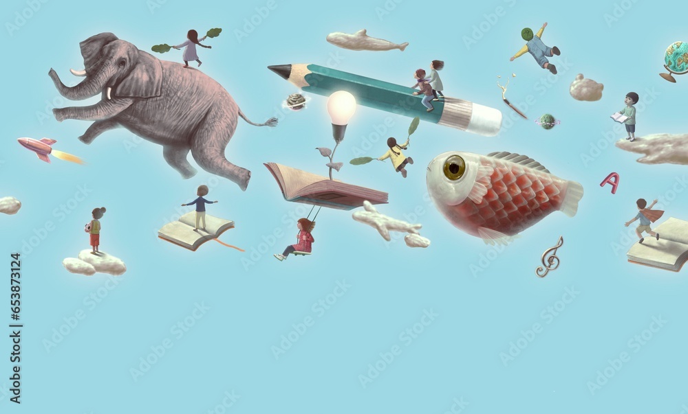 Education learning dream hope inspiration and freedom concept, girl and ...