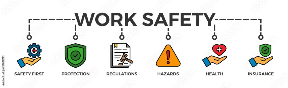 Work safety banner web icon vector illustration for occupational safety ...