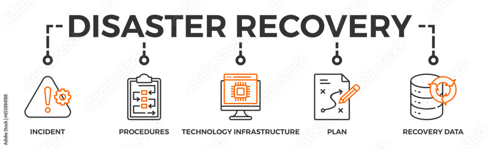 Disaster recovery banner web icon vector illustration concept for ...
