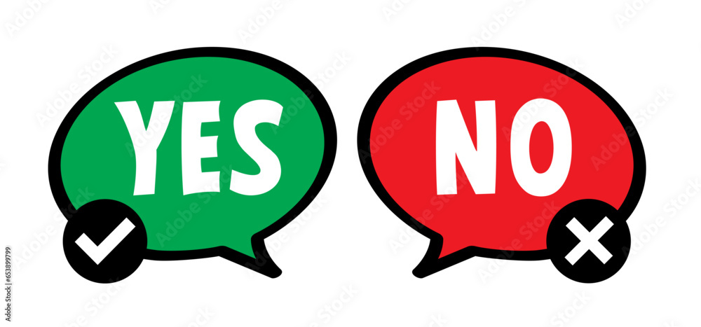 Yes or no sign. do's en don'ts or do and don't, check mark. Compliments ...