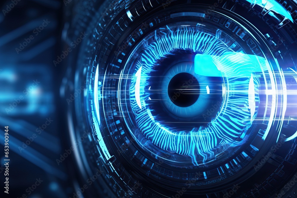 Blue Electronic Eye - Monitoring System. Futuristic Background Stock ...