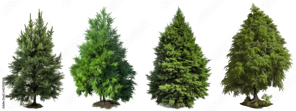 Confier trees with dense foliage isolated on transparent background ...