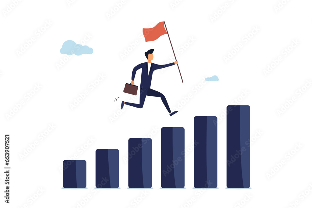 Progress to success, step forward for business development, path to ...