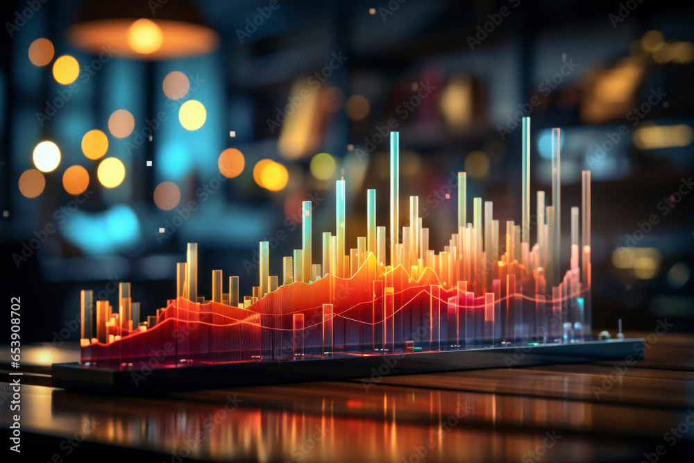 indicators of economic efficiency. graphs in form of curves on blue ...