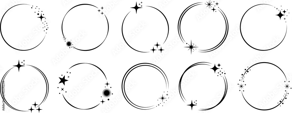 Star circle frame set. Stars round frames. PNG Stock Illustration ...