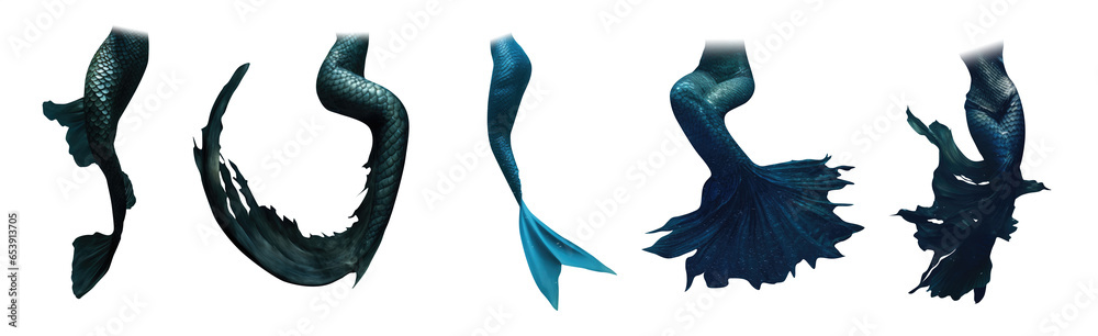 collection of mermaid tails. fins, scales, mermaid fluke, water wings ...