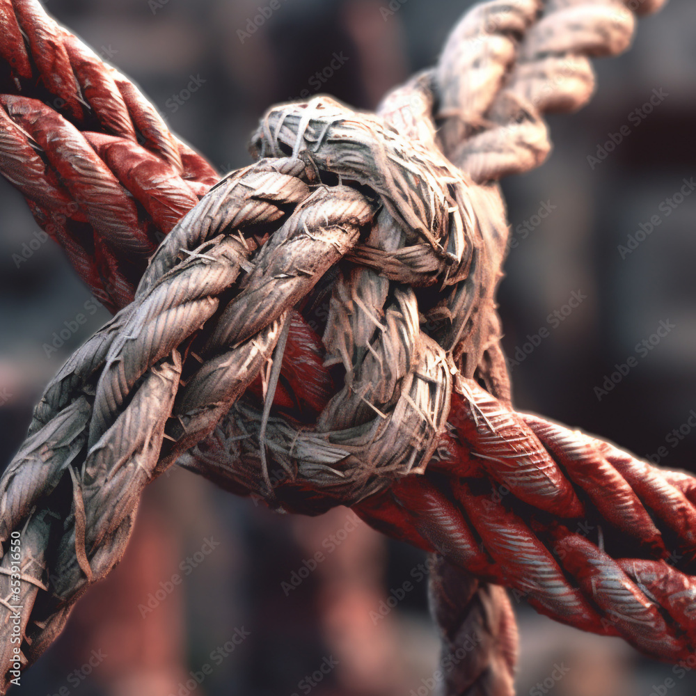 Rope breaking under tension, rope climbing a wall, climbing rope ...