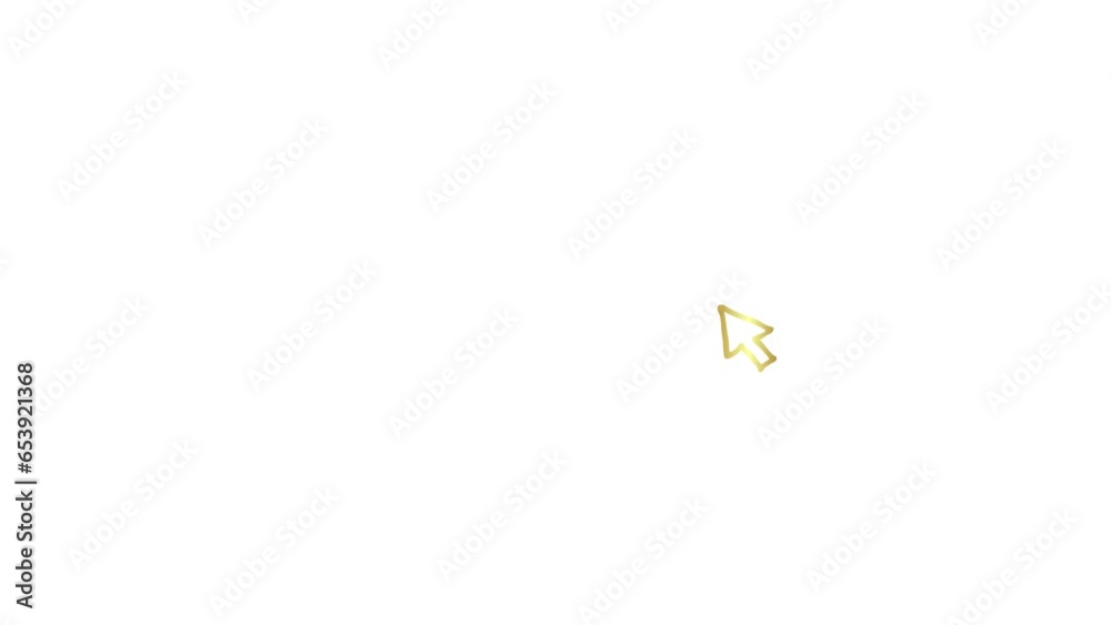 Animated golden symbol of mouse cursor. Arrow moves out and clicks ...