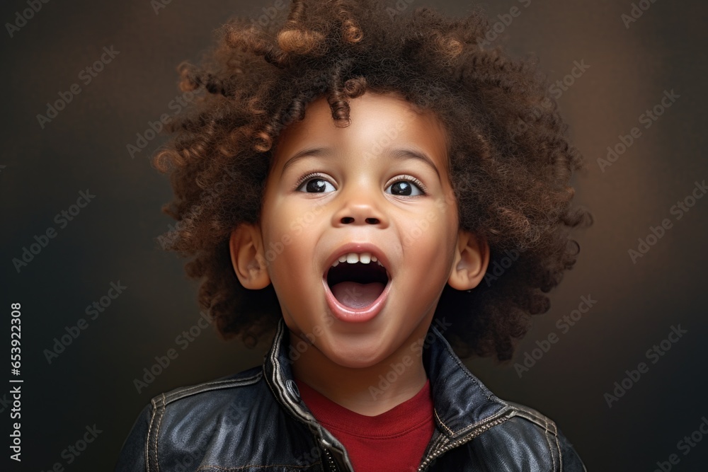 A cheerful little boy with a big smile on his face. This picture ...