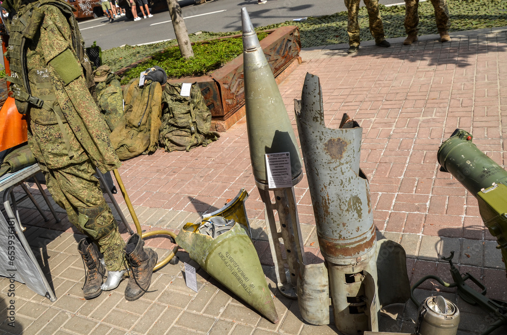 The main part with the detonator and the remains of the rocket part of ...