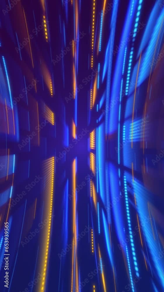 Vertical video - neon digital data lights technology background with ...