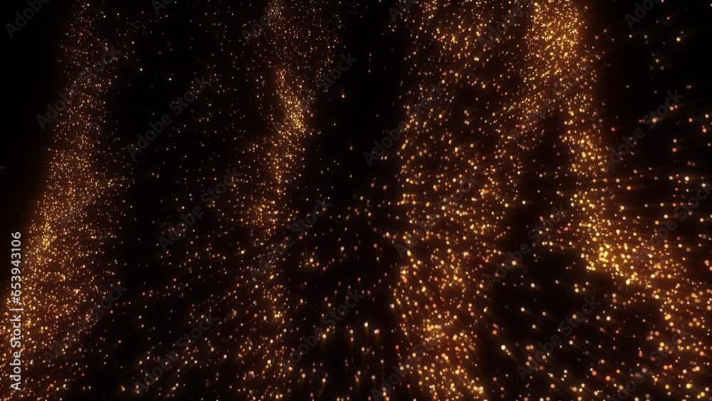4k Gold Particles Cloud. Motion Background. Golden glitter particle ...