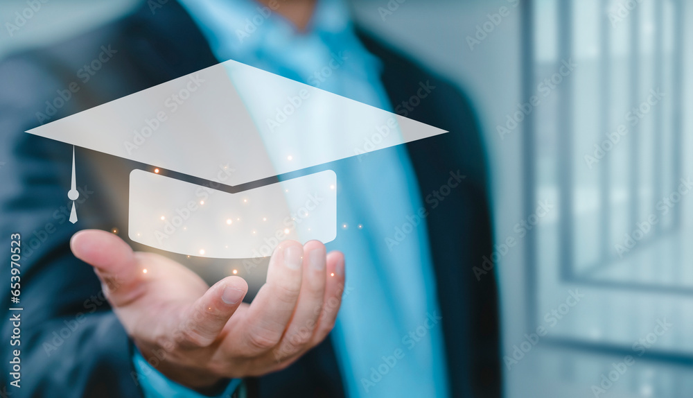 Concept of Online education. man use Online education training and e ... Concept of Online education. man use Online education training and e ...