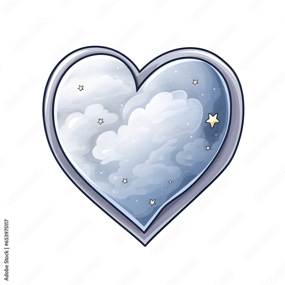 cartoon heart with a night sky in it clipart, isolated on transparent ...