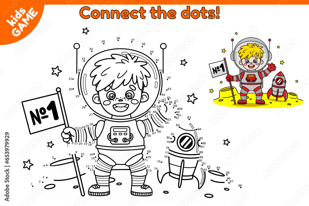 Dot to dot game for children. Connect the dots by numbers, draw a ...