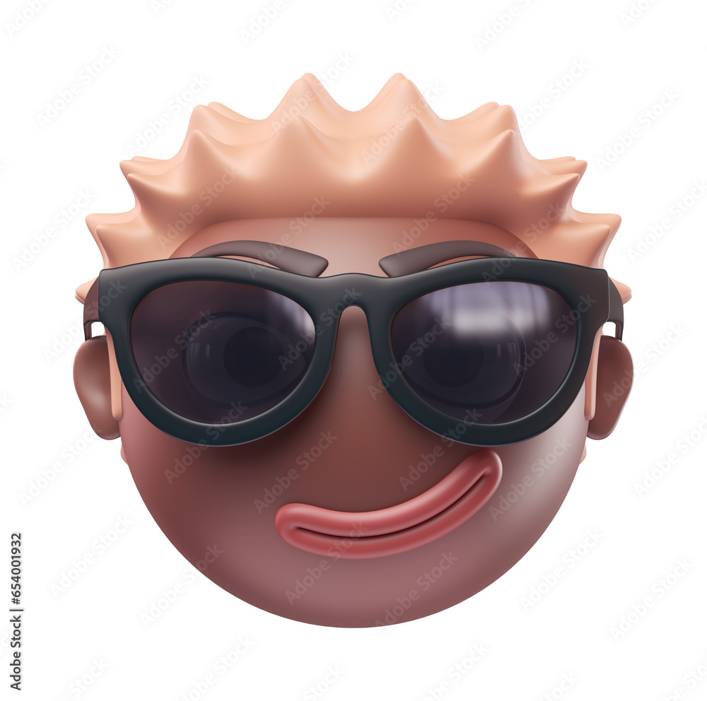 Emoji smiling face with sunglasses of funny black african american man ...