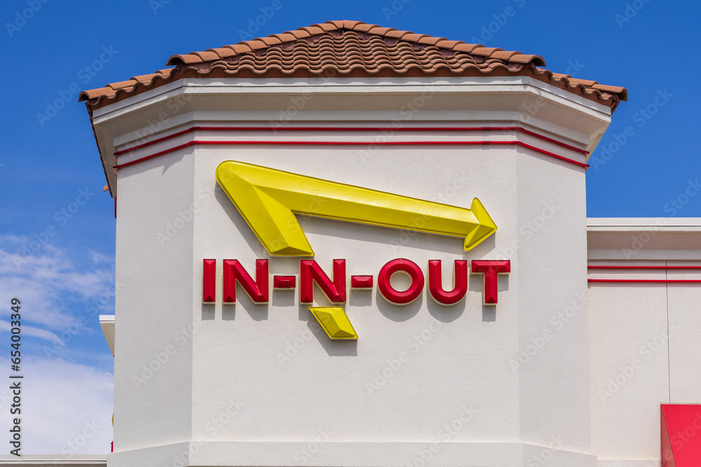 Tucson, Arizona, USA - September 28, 2023: In-n-Out sign on side of ...
