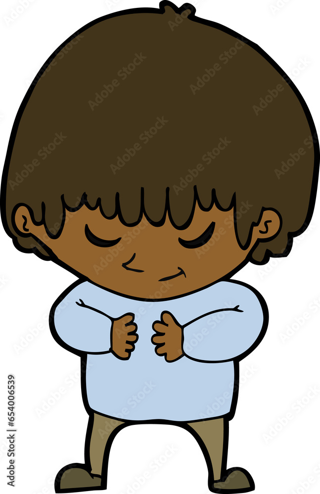 cartoon shy boy Stock Illustration | Adobe Stock