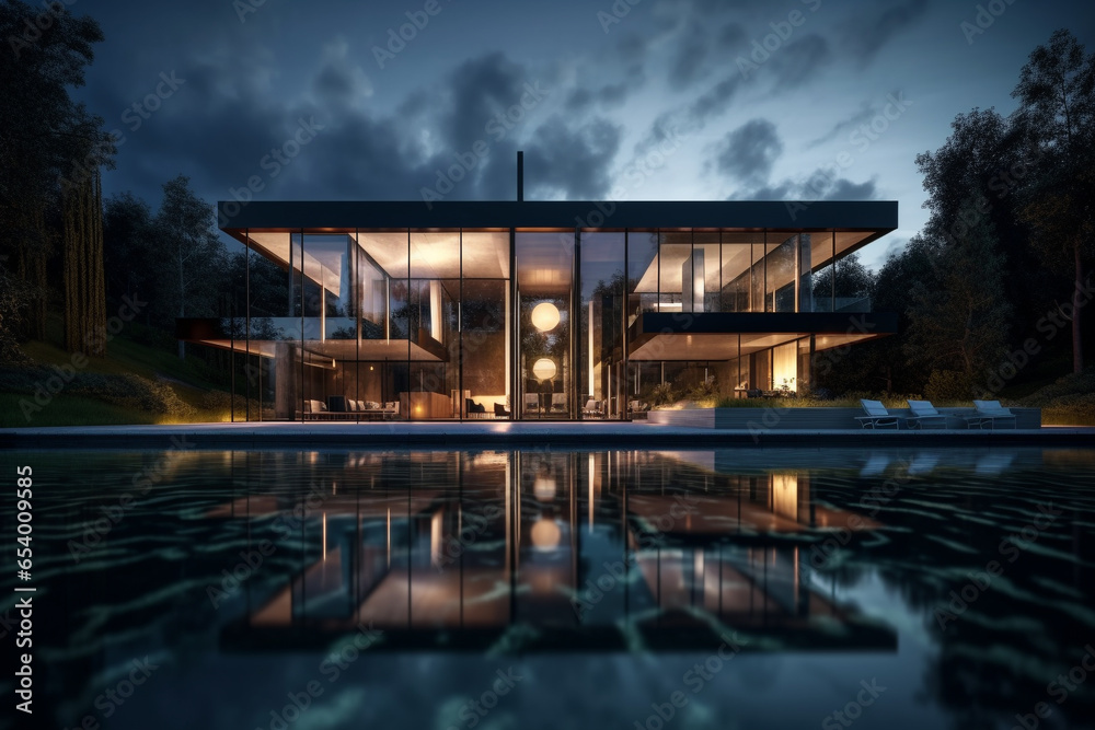 New modern house. new construction. Creative structure. Future ...